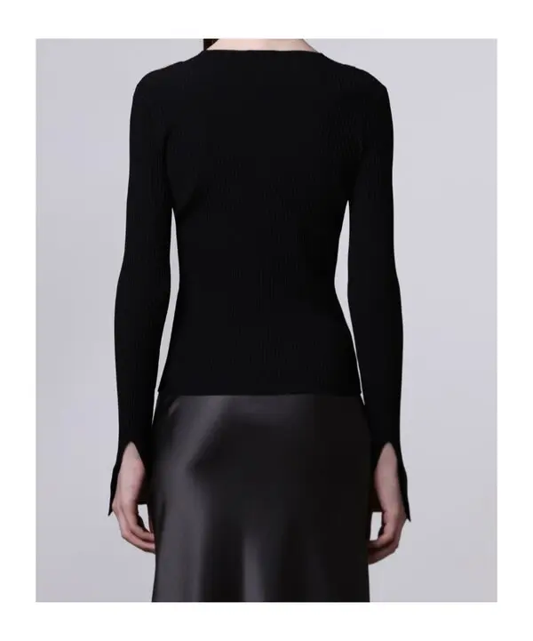ROBERTO COLLINA Ribbed Knit Cut-out Top - Black