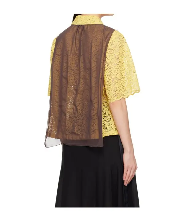 Undercover Collared Short-sleeved Shirt With Lace Cuffs