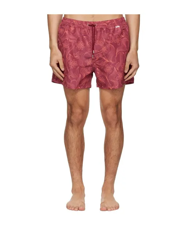 Paul Smith Printed Elasticated Waist Swim Trunks - Red