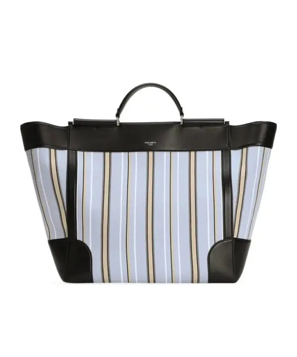 Dolce & Gabbana Sicily Striped Jacquard Handbag - White