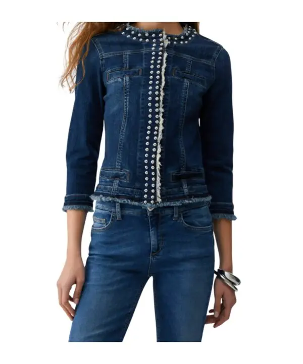 Liu Jo Studded Fringe Denim Jacket