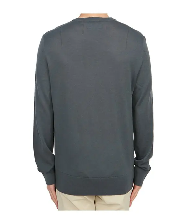 ALLSAINTS Crew Neck Long Sleeve Sweater With Embroidered Detail - Gray