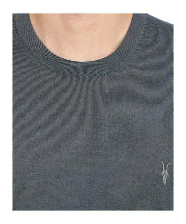 ALLSAINTS Crew Neck Long Sleeve Sweater With Embroidered Detail - Gray