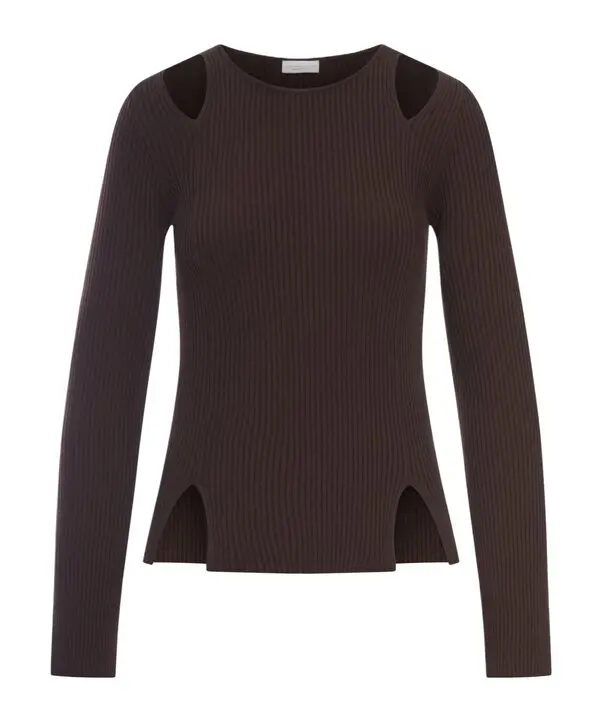 ROBERTO COLLINA Ribbed Cut-out Sweater - Moro