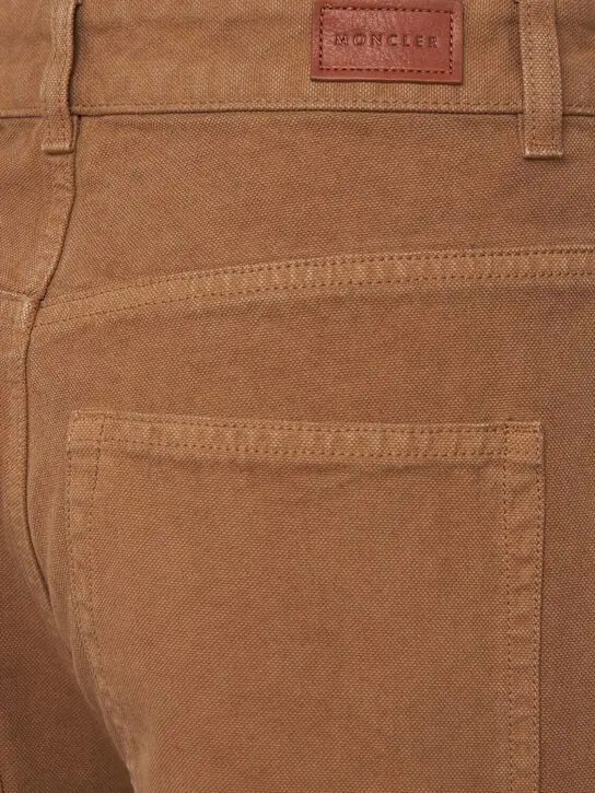 Moncler Cotton Canvas Pants With Leather Logo Patch