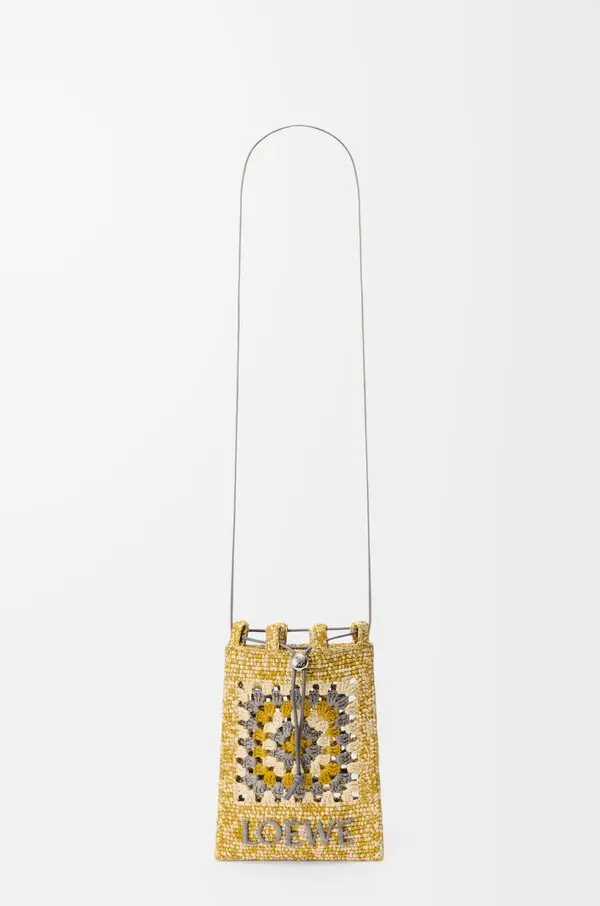Loewe Embroidered Logo Raffia Cross Body Bag