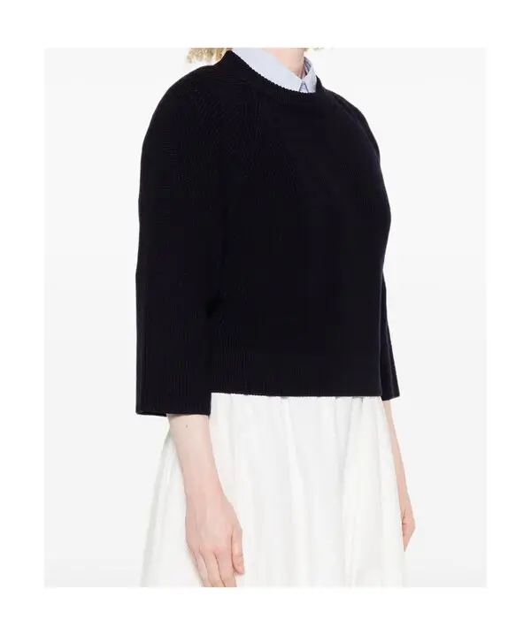 FORTE_FORTE Merino Ribbed Crewneck Pullover - Black