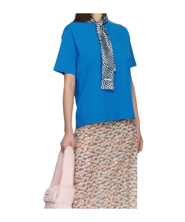 Marni Black Silk Scarf With Contrast Prints - Multicolor
