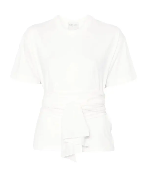 FORTE_FORTE Round Neck Self-tie T-shirt