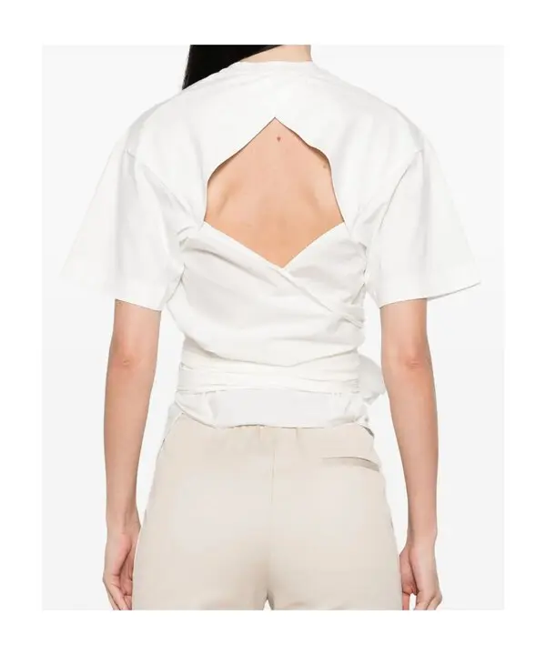 FORTE_FORTE Round Neck Self-tie T-shirt