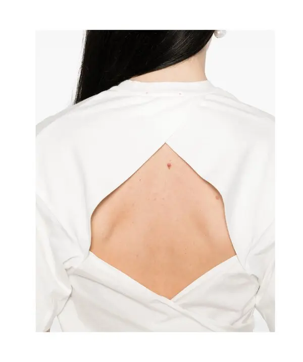 FORTE_FORTE Round Neck Self-tie T-shirt
