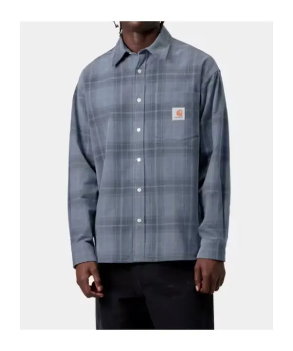 Carhartt Work In Progress L/s Wilber Plaid Pocket Shirt - Gray