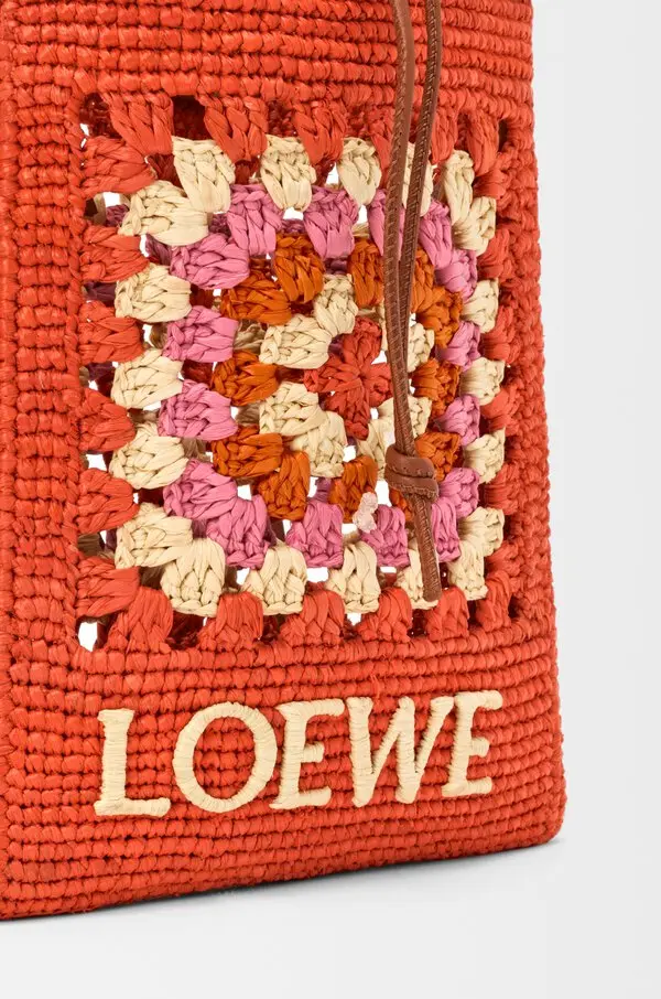 Loewe Crocheted Raffia Drawstring Bag