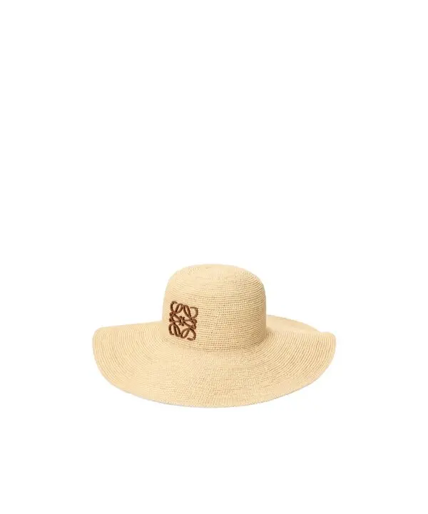 Loewe Sun Hat In Raffia And Calfskin - Natural Color