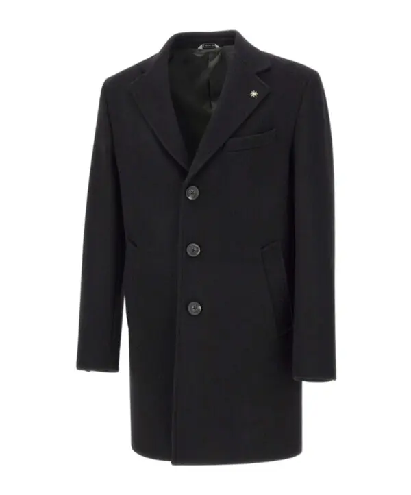 MANUEL RITZ Notched Lapel Wool Coat - Black