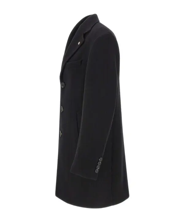 MANUEL RITZ Notched Lapel Wool Coat - Black