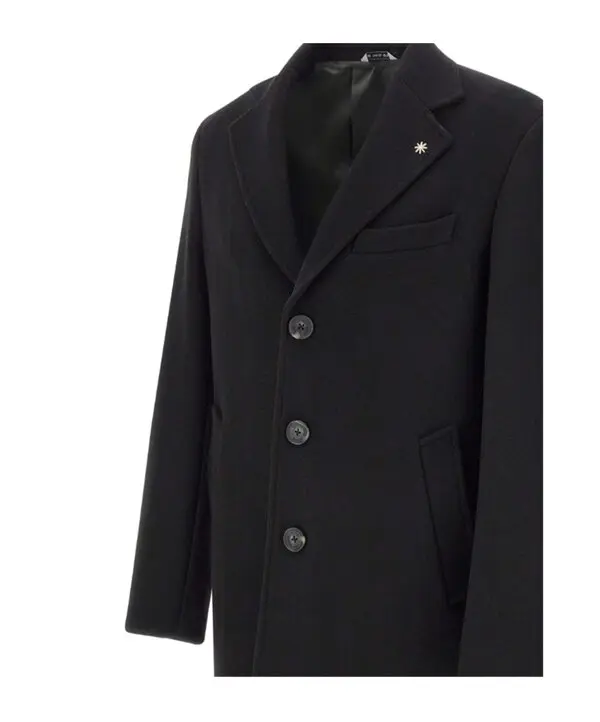 MANUEL RITZ Notched Lapel Wool Coat - Black