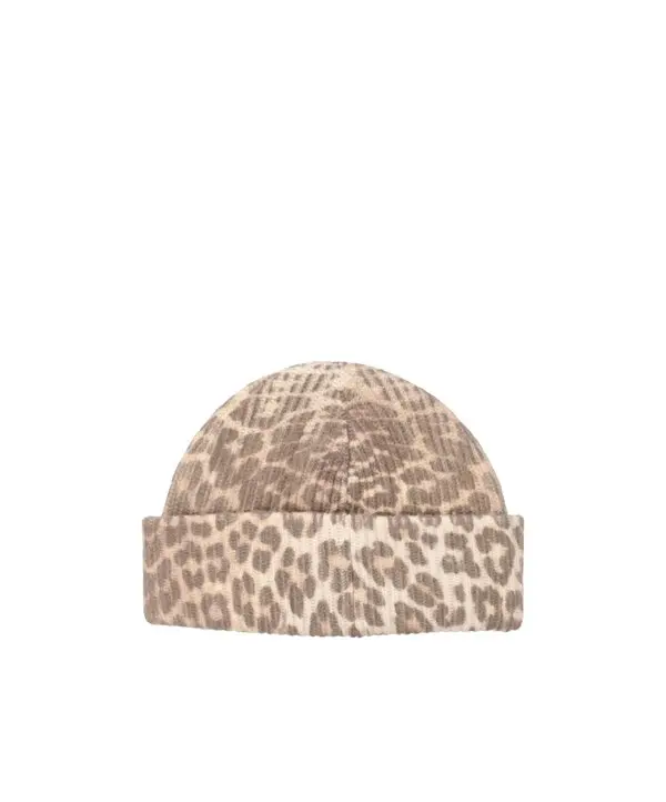 GANNI Leopard-print Beanie - Nude
