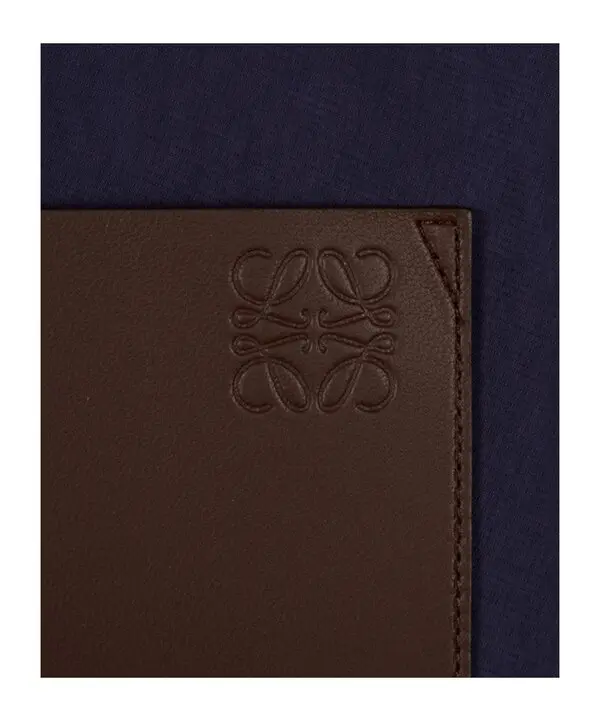 Loewe Ripstop Hooded Jacket With Leather Pocket Detail - Navy Blue/brown