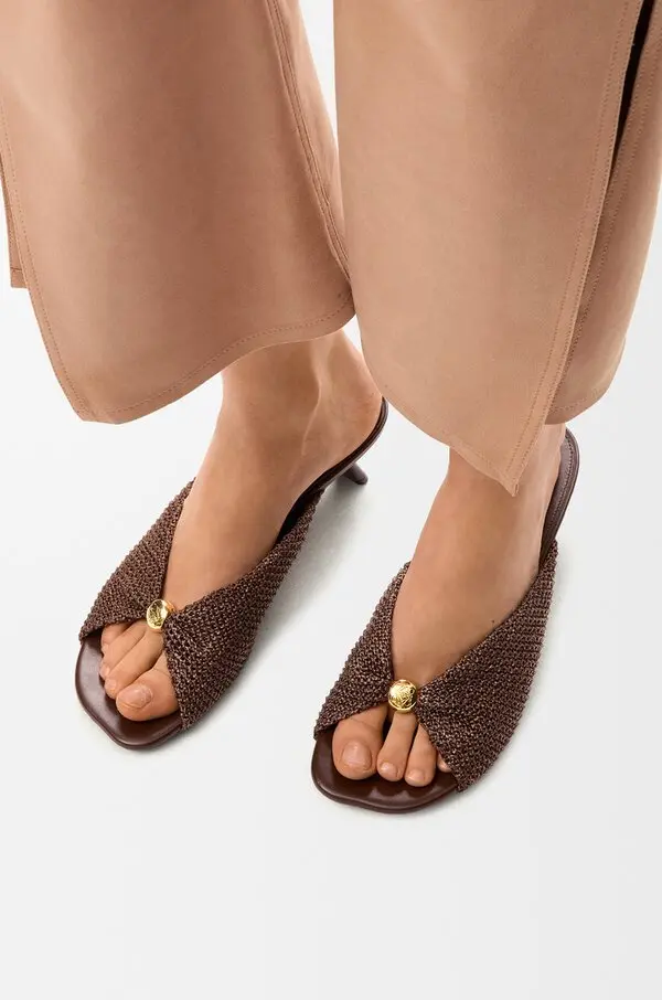 Loewe Raffia Effect Sandals With Logo Detail