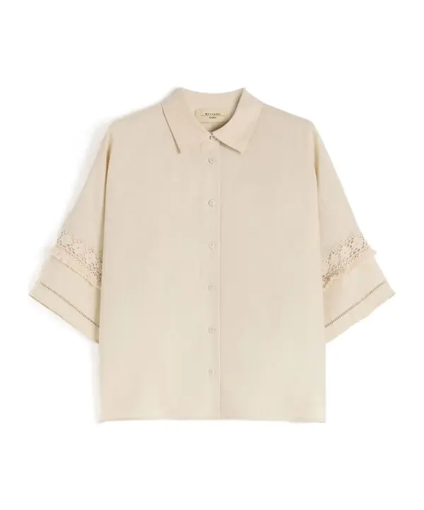 Max Mara Short-sleeved Buttoned Shirt With Lace Detail