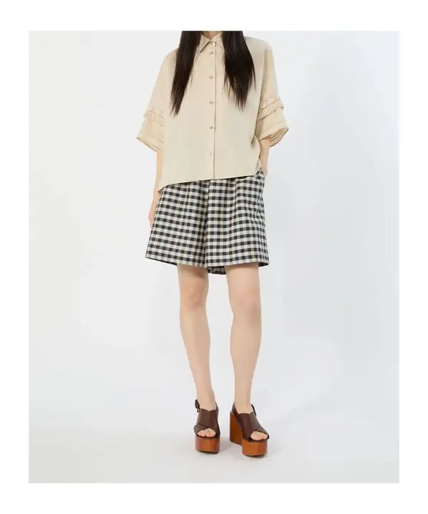 Max Mara Short-sleeved Buttoned Shirt With Lace Detail