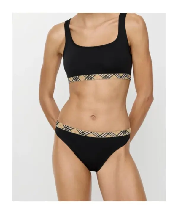 Burberry Samphire Check Crop Bikini Top