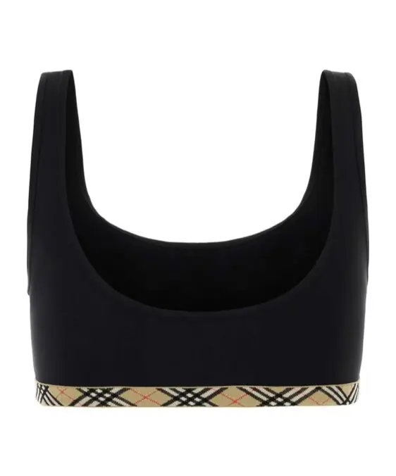 Burberry Samphire Check Crop Bikini Top
