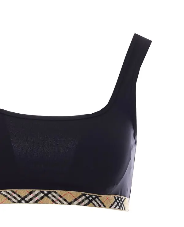 Burberry Samphire Check Crop Bikini Top
