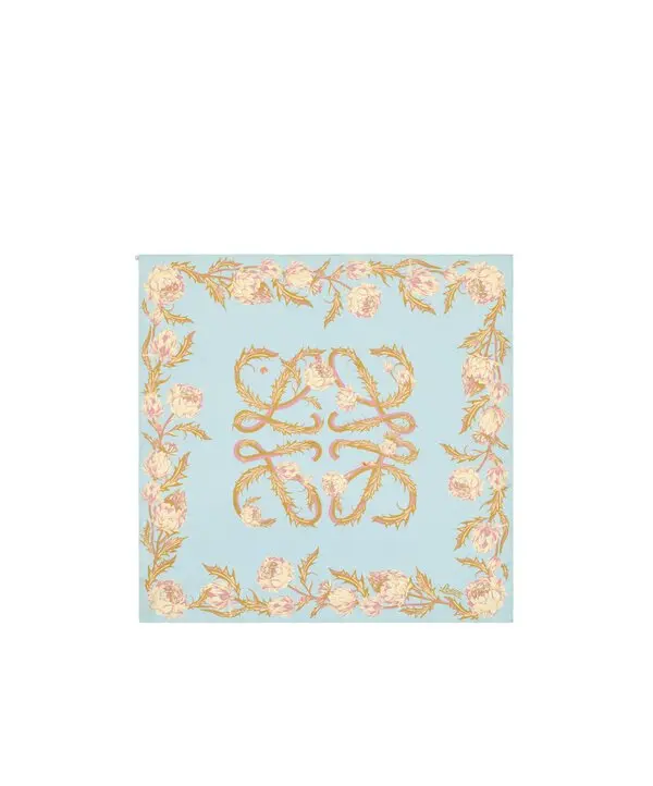 Loewe Anagram Artichoke-flower Scarf - Light Blue/blue