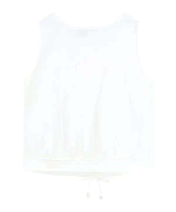 Loewe Drawstring Waist Crewneck Top With Anagram Pebble Pattern - White