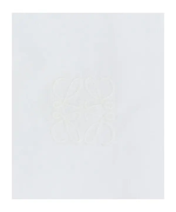 Loewe Drawstring Waist Crewneck Top With Anagram Pebble Pattern - White