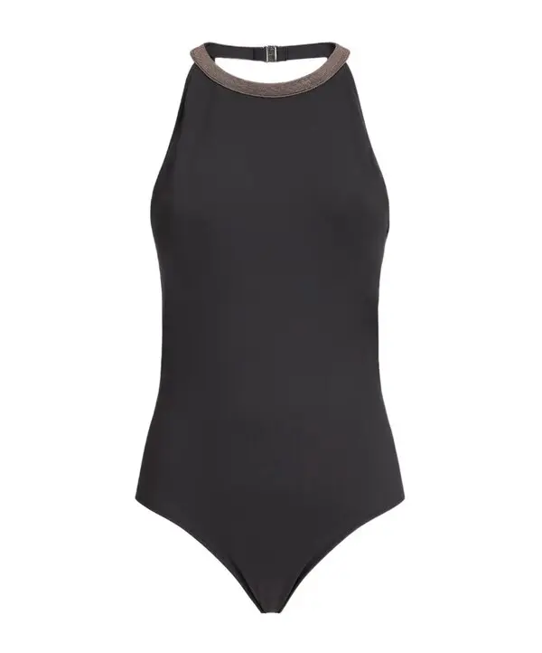 Brunello Cucinelli Monili Halterneck Swimsuit - Black