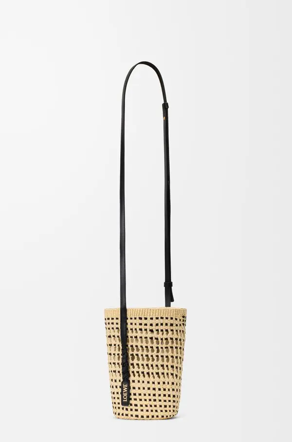Loewe Braided Drawstring Basket Bag - Natural/black