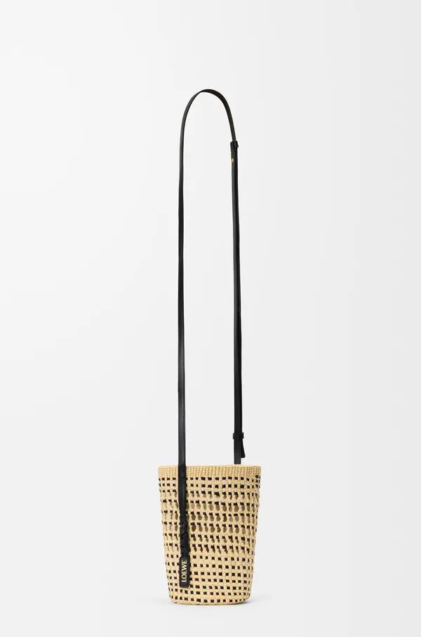 Loewe Braided Drawstring Basket Bag - Natural/black
