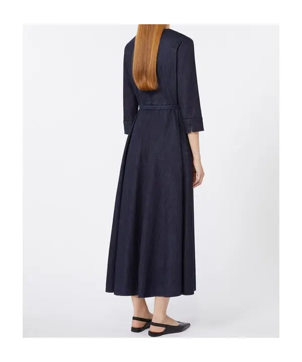 Max Mara Embellished V-neck Midi Denim Dress - Midnight Blue