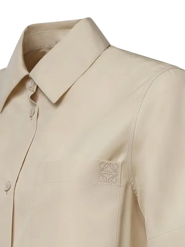 Loewe Short-sleeved Buttoned Shirt With Embroidered Pocket - Light Beige