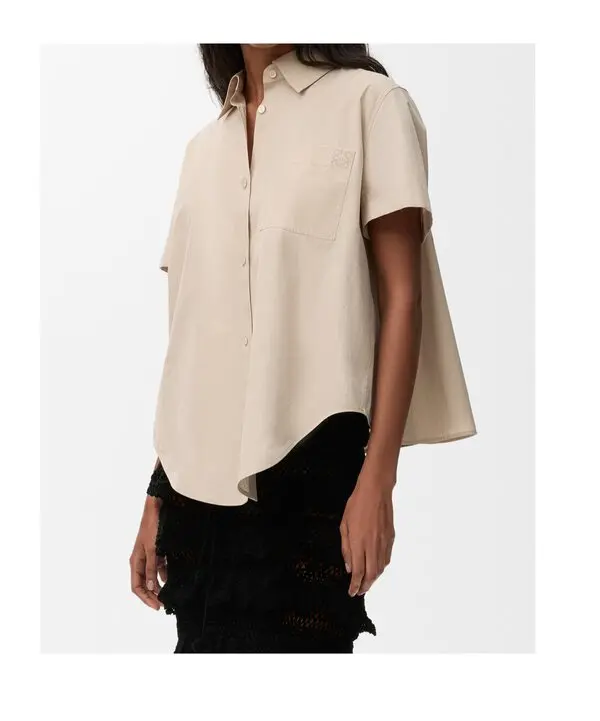 Loewe Short-sleeved Buttoned Shirt With Embroidered Pocket - Light Beige