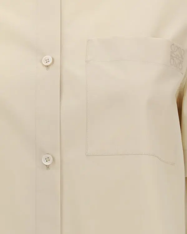 Loewe Short-sleeved Buttoned Shirt With Embroidered Pocket - Light Beige