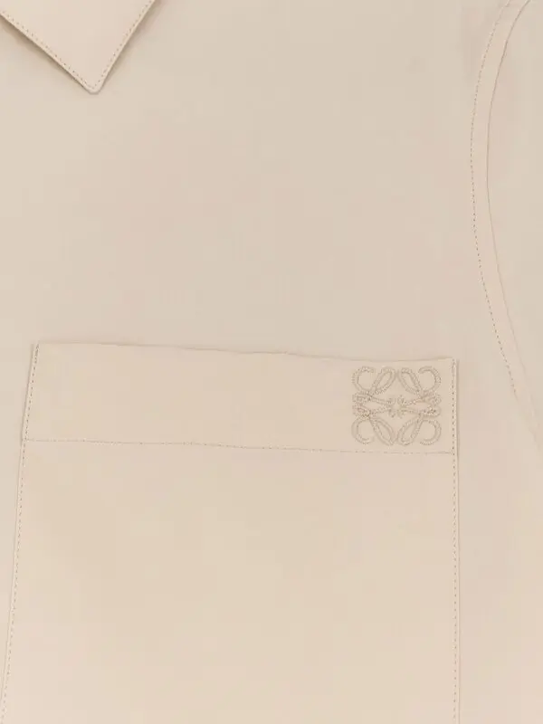 Loewe Short-sleeved Buttoned Shirt With Embroidered Pocket - Light Beige