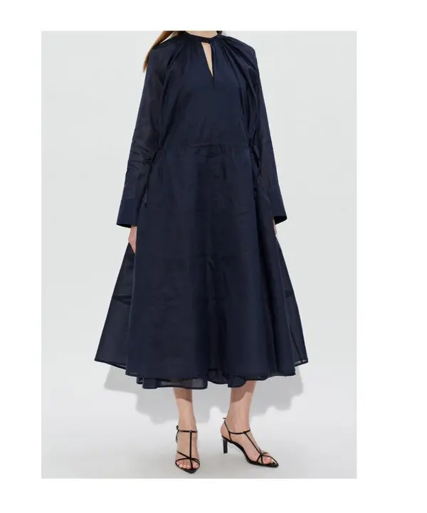 JIL SANDER Oversized Midi Dress With Keyhole Neckline - Black