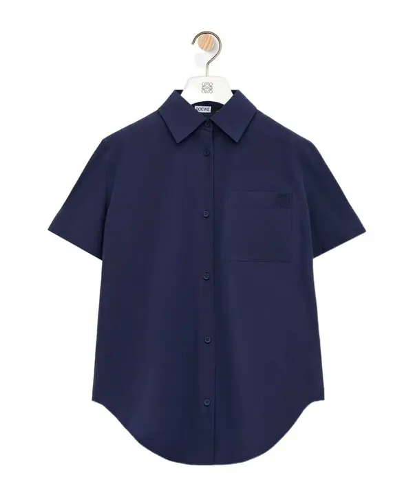 Loewe Short-sleeved Shirt With Embroidered Letter Rearrangement - Navy Blue