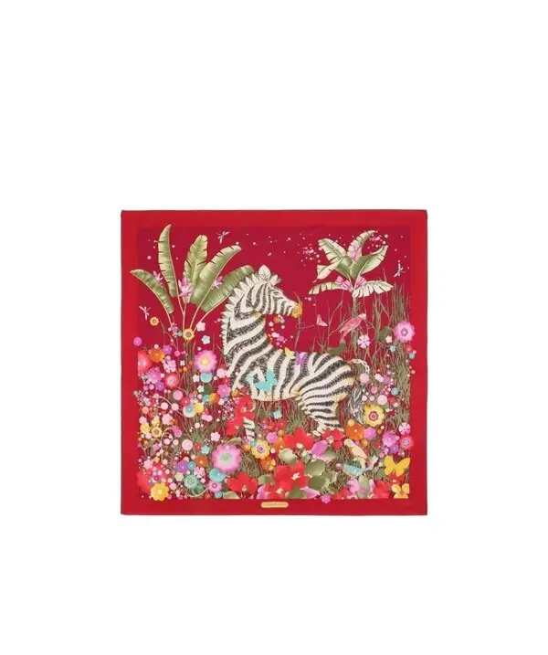 FERRAGAMO Printed Square Silk Scarf - Red