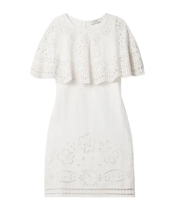 Sea Lula Layered Broderie Anglaise Mini Dress - White