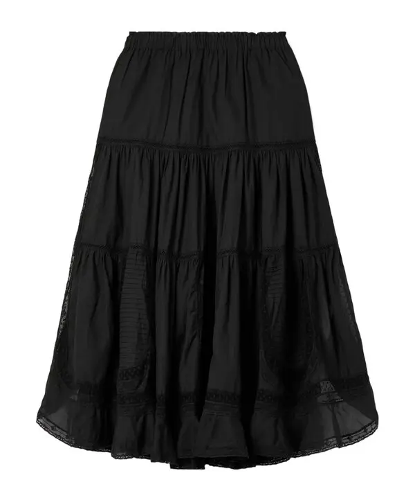 Sea Layered Lace Midi Skirt