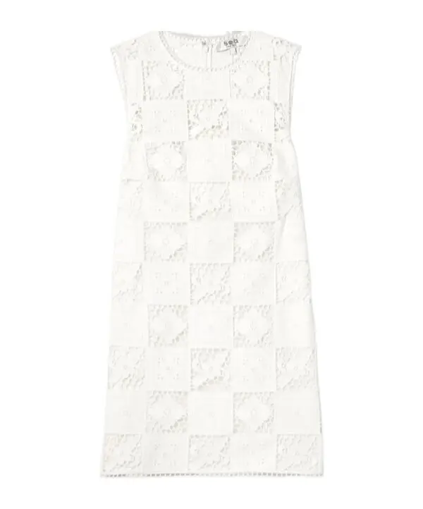 Sea Spliced Embroidered Mini Dress - White