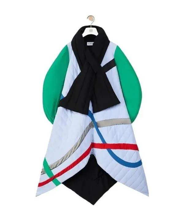 Loewe Collarless Sewn Leather Coat - Blue