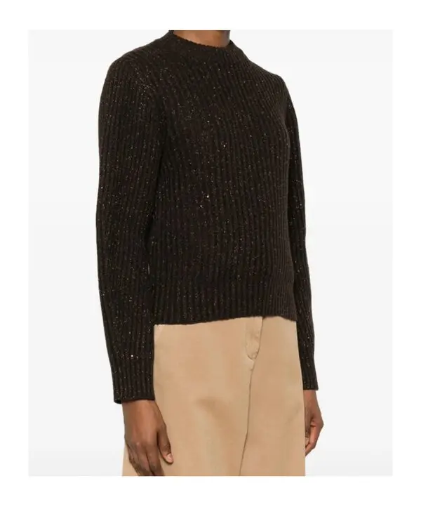 Brunello Cucinelli Ribbed Knit Pullover With Metallic Accents