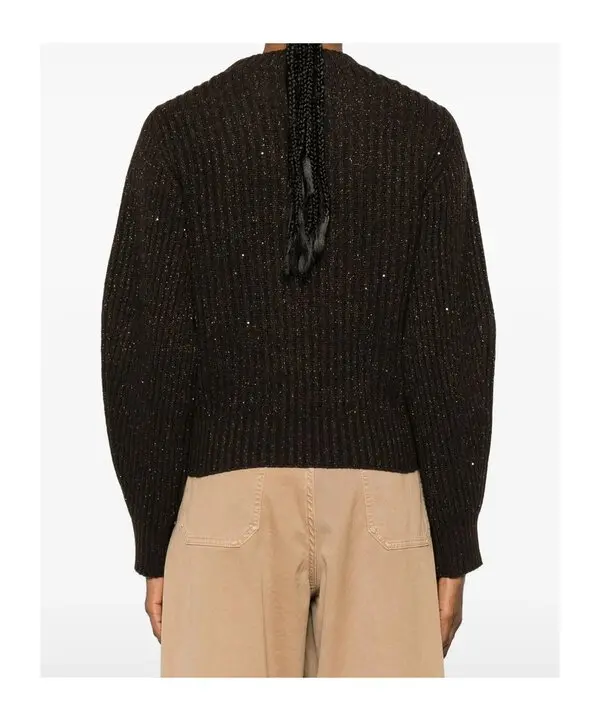 Brunello Cucinelli Ribbed Knit Pullover With Metallic Accents