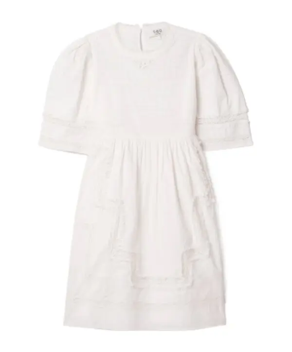 Sea Crochet Trimmed Pure Cotton Dress - No